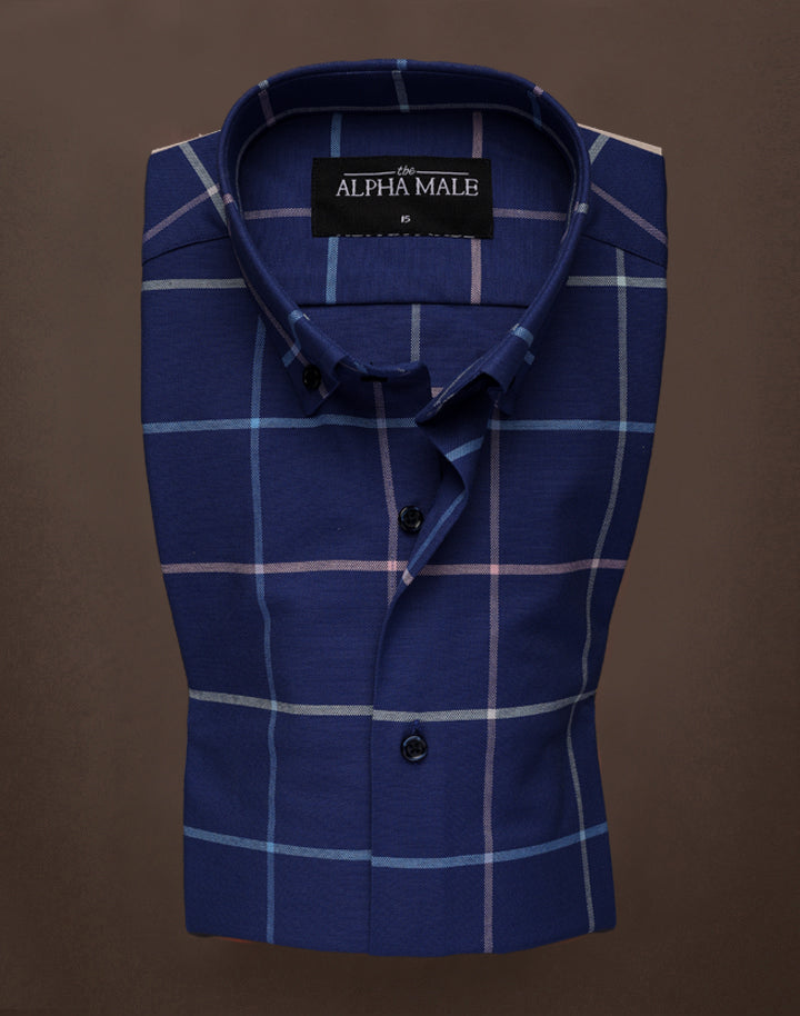Royal Blue Windowpane Checkered – The Alpha Male