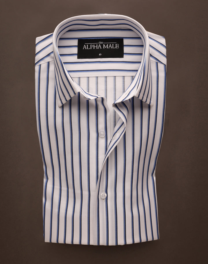 Hairline Stripes in White – The Alpha Male