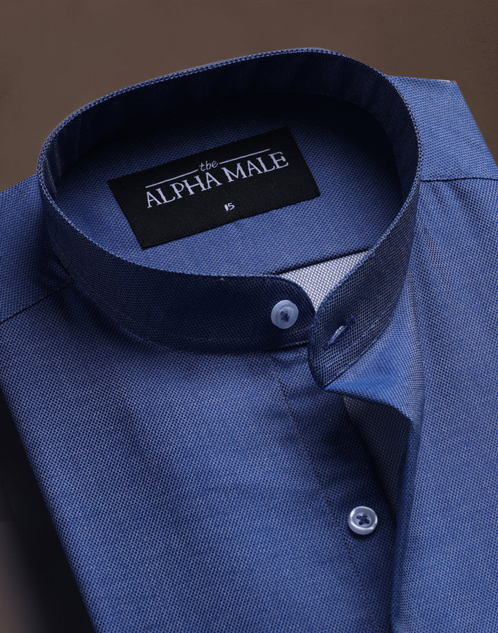Denim Style Blue in Mao Collar – The Alpha Male